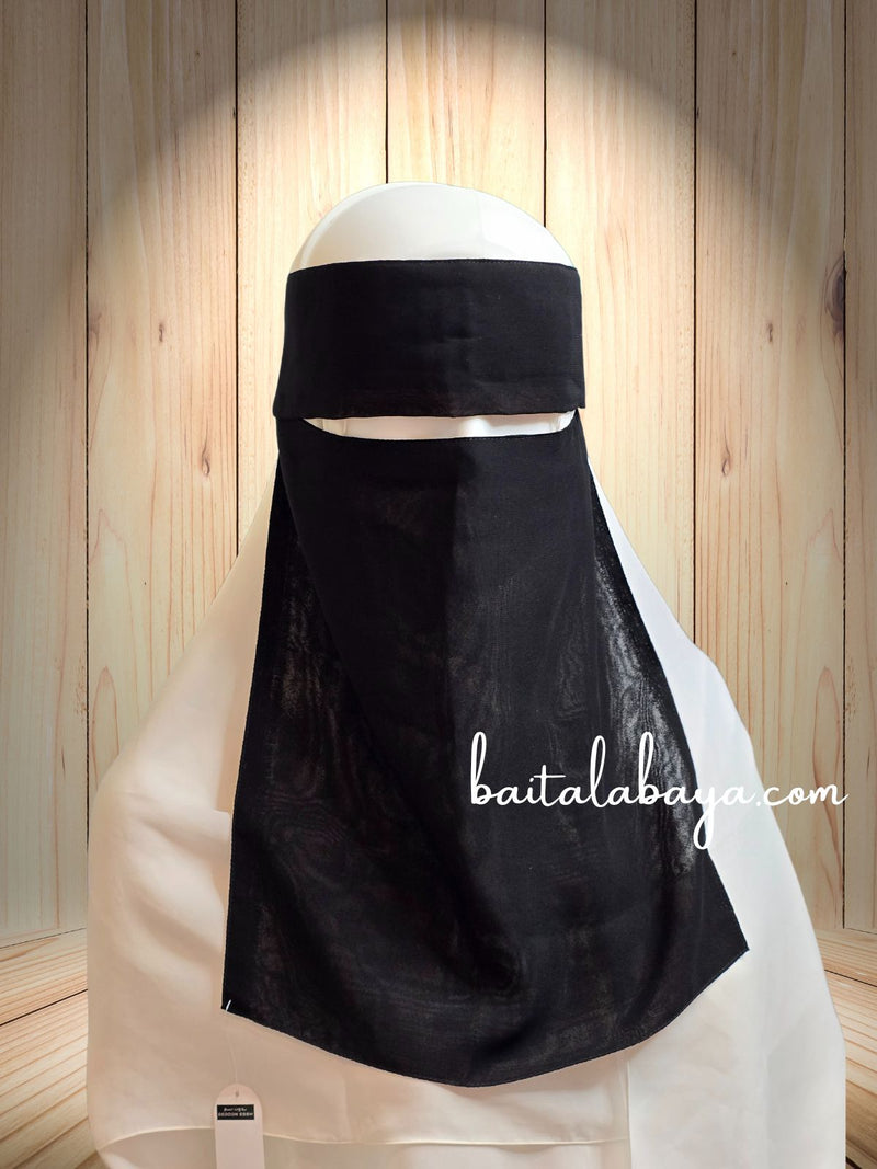 Bedoon Essm Elastic Sides Niqab With Flap – BAIT AL ABAYA