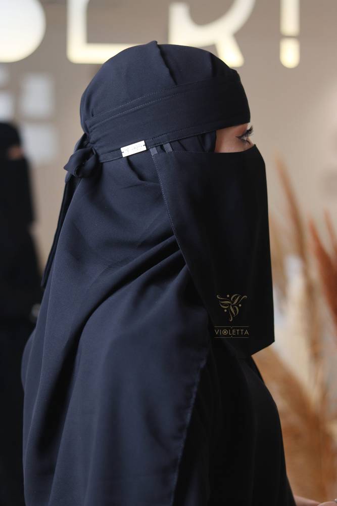 Double Elastic Niqab With Metal Logo – BAIT AL ABAYA