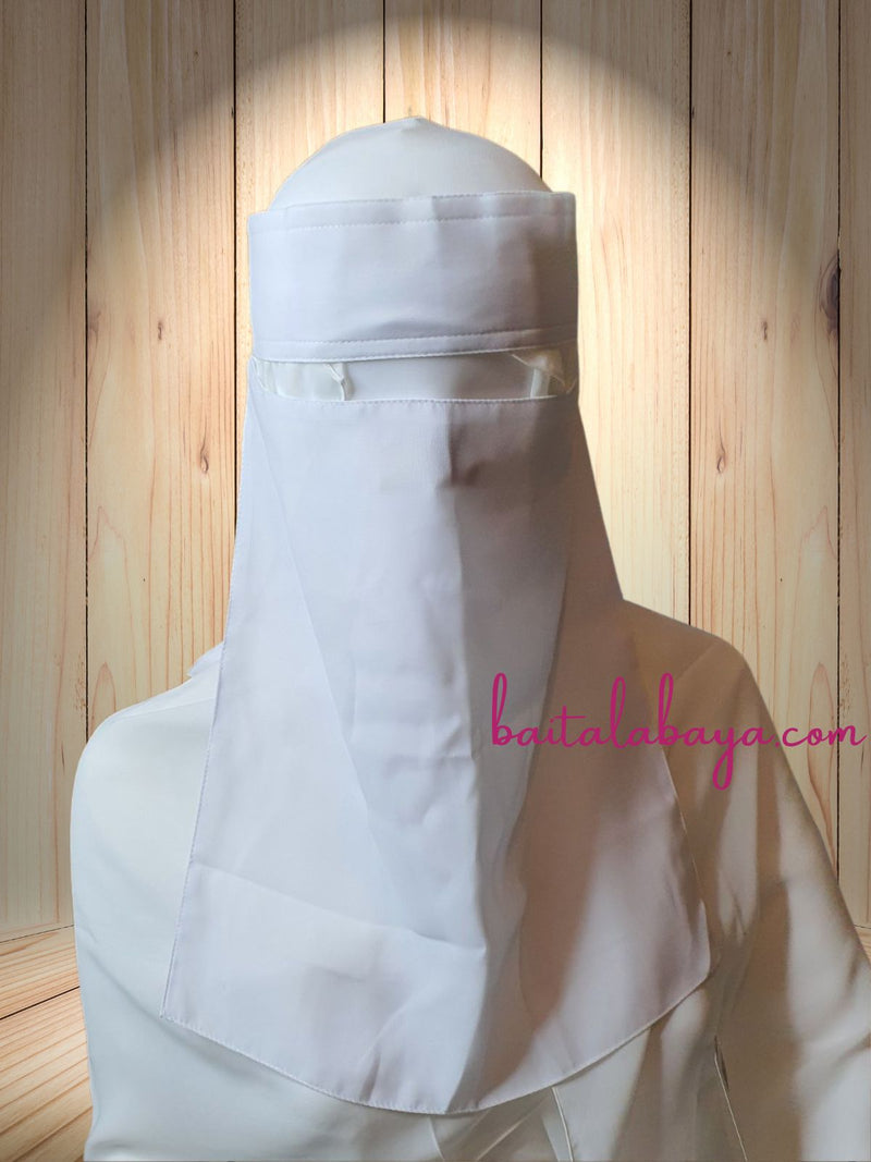 Bedoon Essm Pure White Elastic Side Niqab – BAIT AL ABAYA